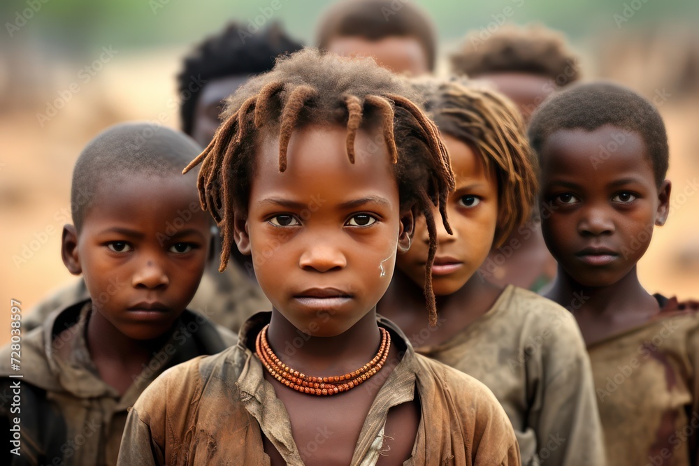 African kids in a village portrait. Volunteering, nonprofit ...
