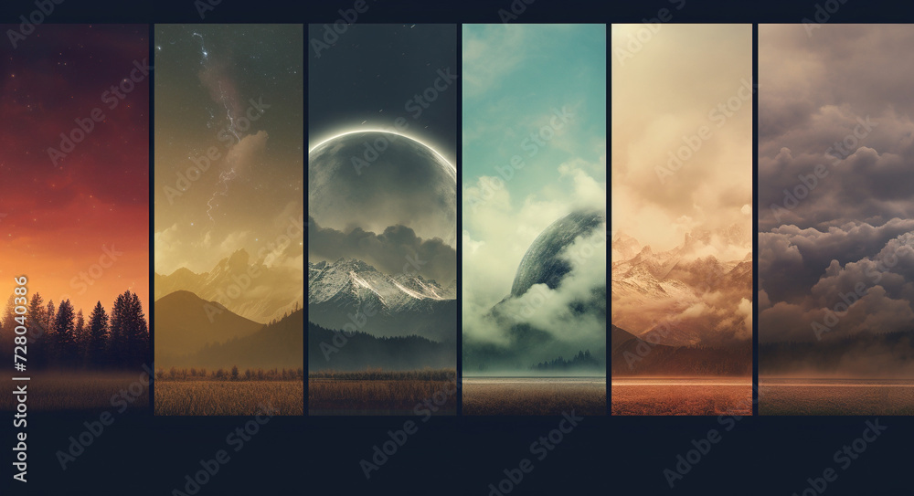 time and weather change concept, day and night and season changing ...