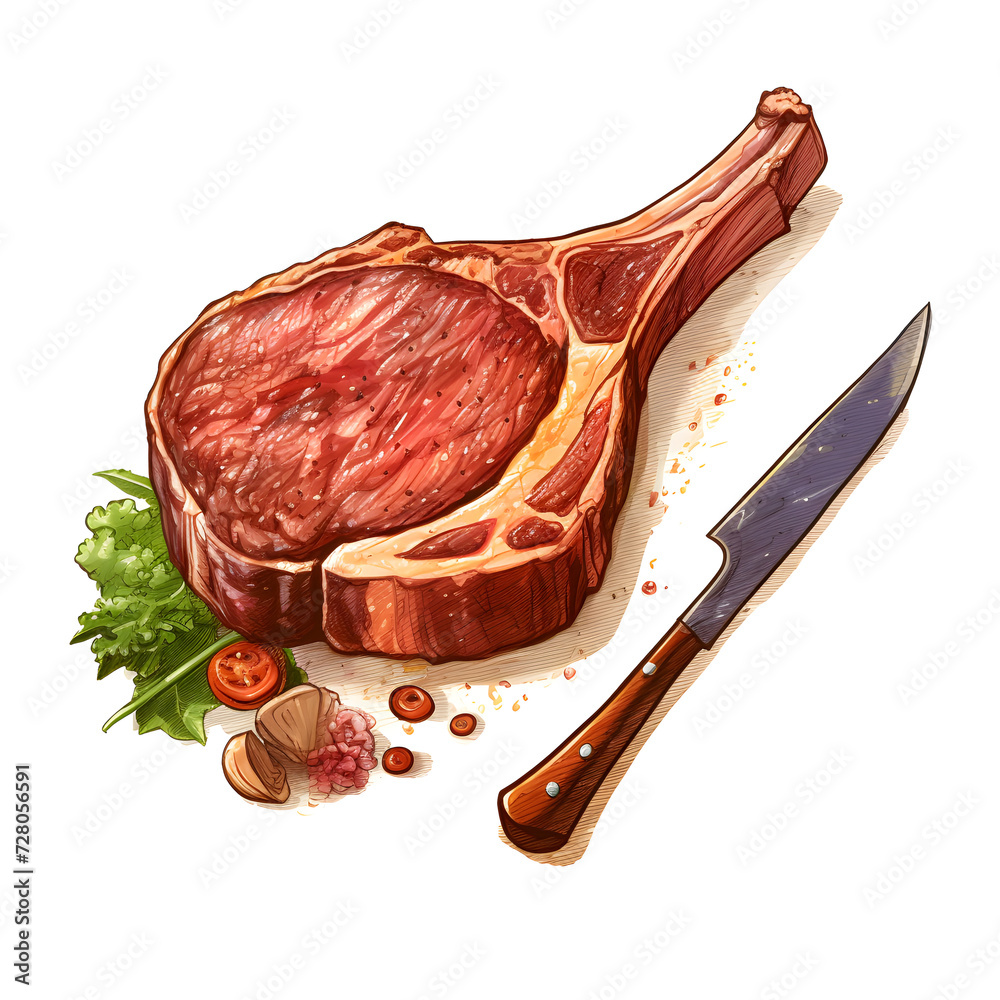 Tomahawk steak, tasty steak, steak with white background, eating a ...