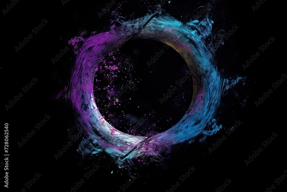 Cosmic Dance: mesmerizing circular object adorned with vibrant blue and ...