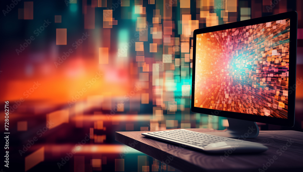 Moderner und vernetzter Computer zeigt die bunte Kreativität des ...