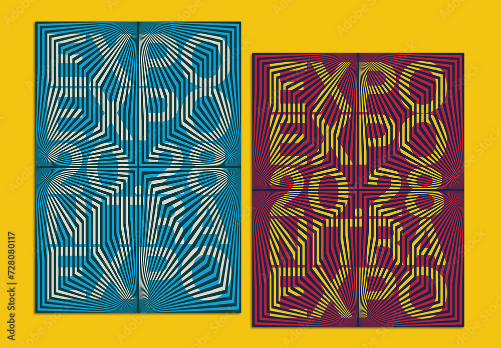 Promotion Poster Design Layout with Optical Illusion Effect Stock ...