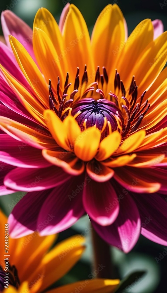 Blooming Harmony Single Flower Head in Vivid Blue, Red, and Yellow Hues ...