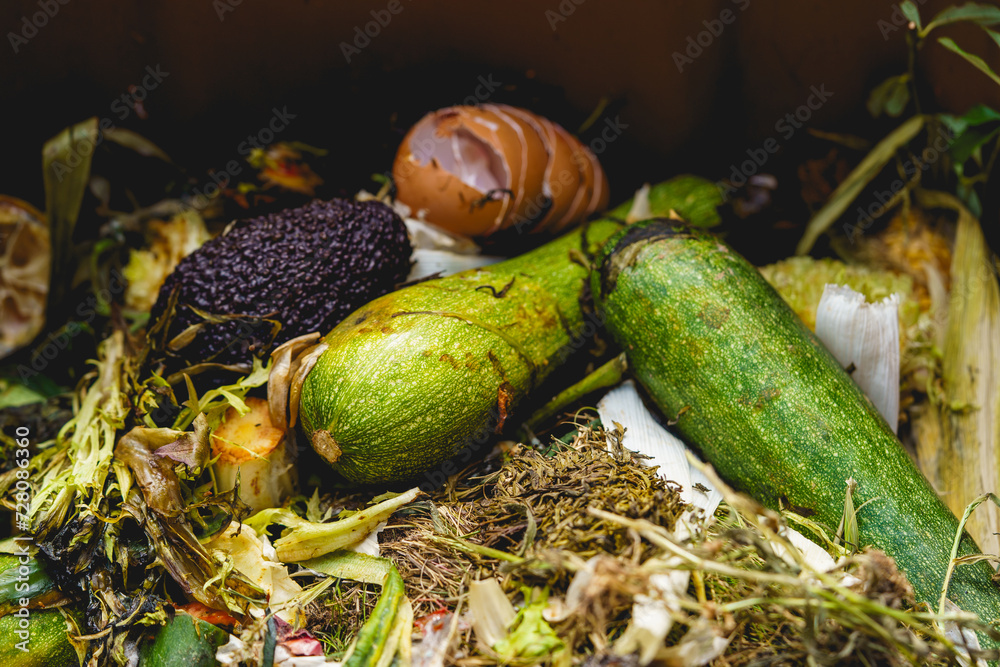 Pile of organic waste for composting as background, closeup, compost ...