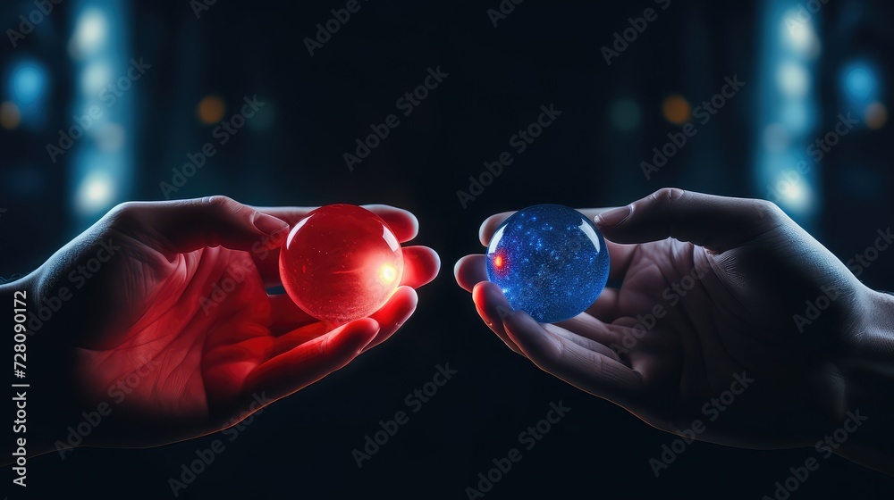 Ilustrace „Dual Realities Unveiled: A Cinematic Dark Background ...