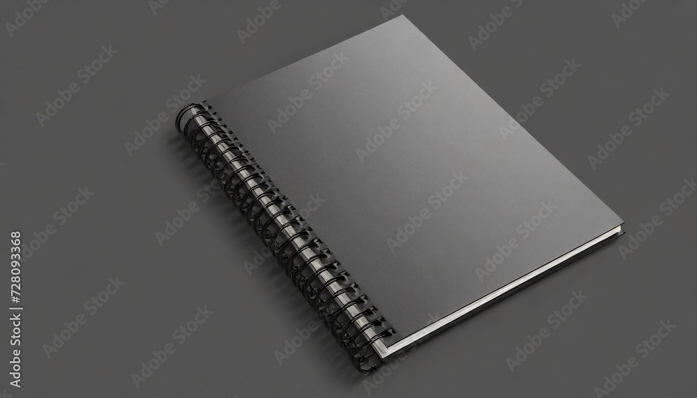 spiral bound notebook mockup template with black paper cover on a ...