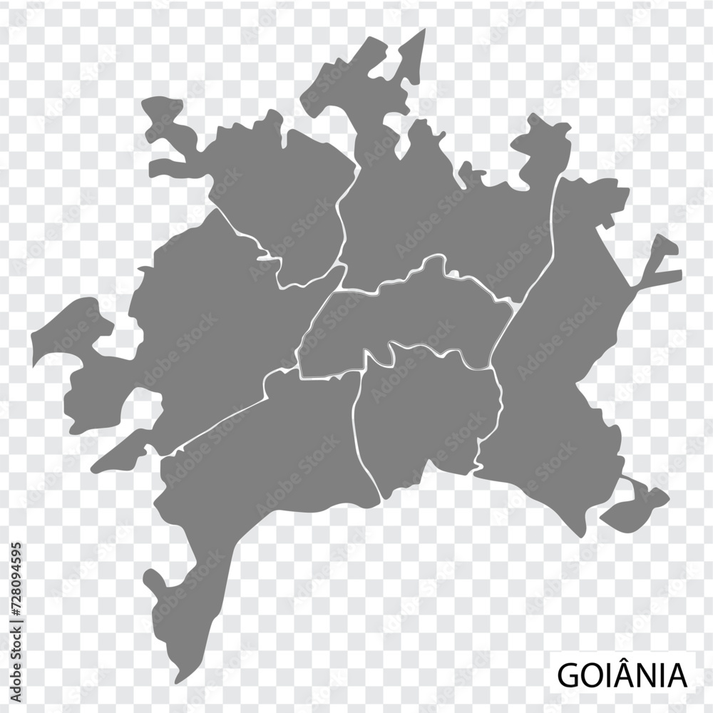 High Quality map of Goiania is a city Brazil, with borders of the ...