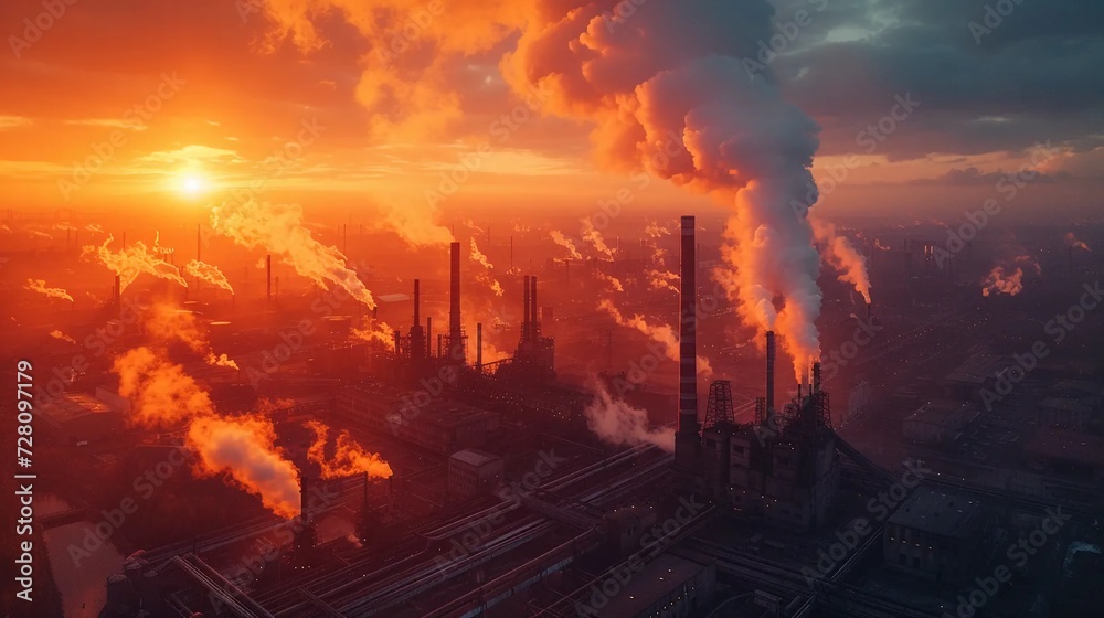 Steel products factory, industrial building complex top view Stock ...