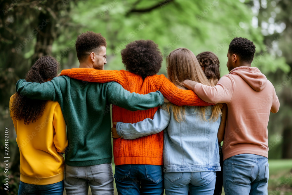 Multiethnic group of people standing together showing unity and ...