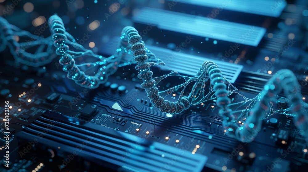 Biotechnology bioinformatics concept of DNA and protein letter ...