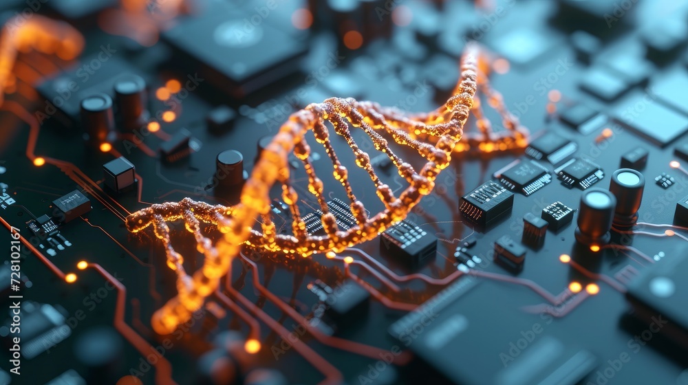Biotechnology bioinformatics concept of DNA and protein letter ...