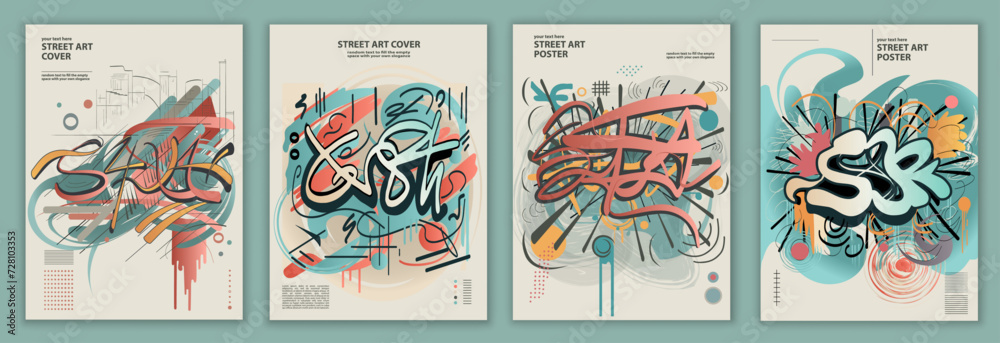 Abstract street art grunge graffiti style poster with letter spray ...
