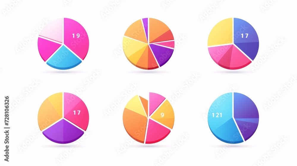 Segment Slice Set Pie Chart Color Icons Circle Section Graph 1 20 19
