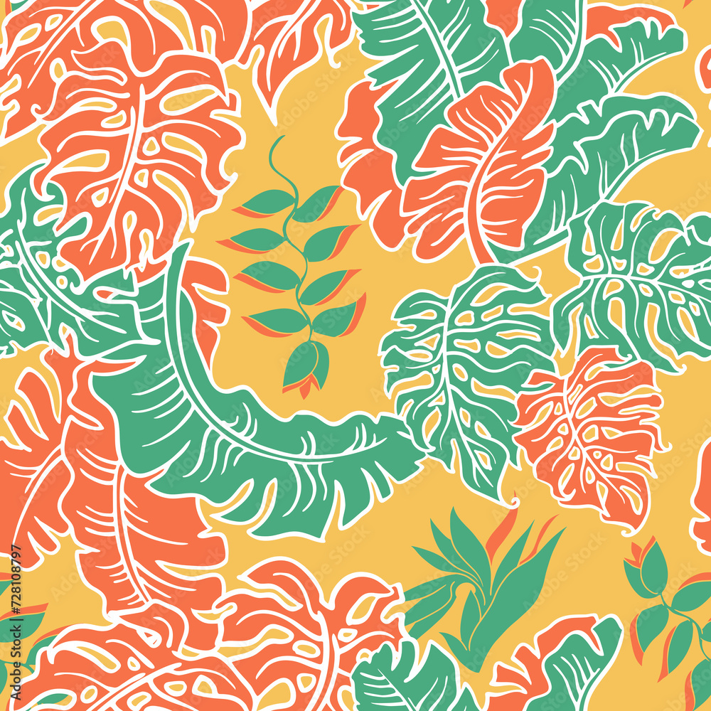 Banana plant leaves pattern for textile design, fabric print, wallpaper ...