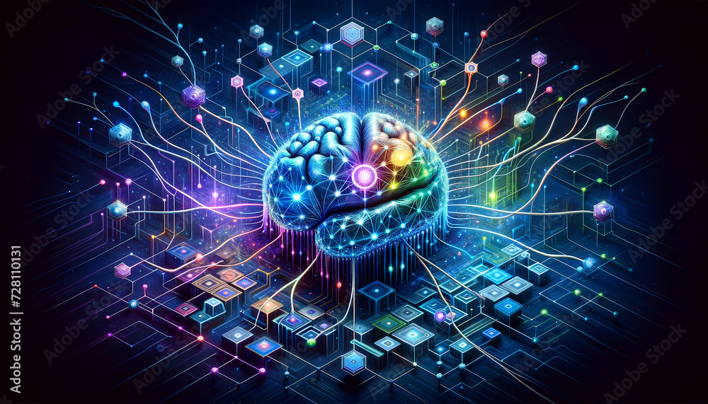 Dynamic Dimensions 3d Neural Network Processing Data With Vibrant