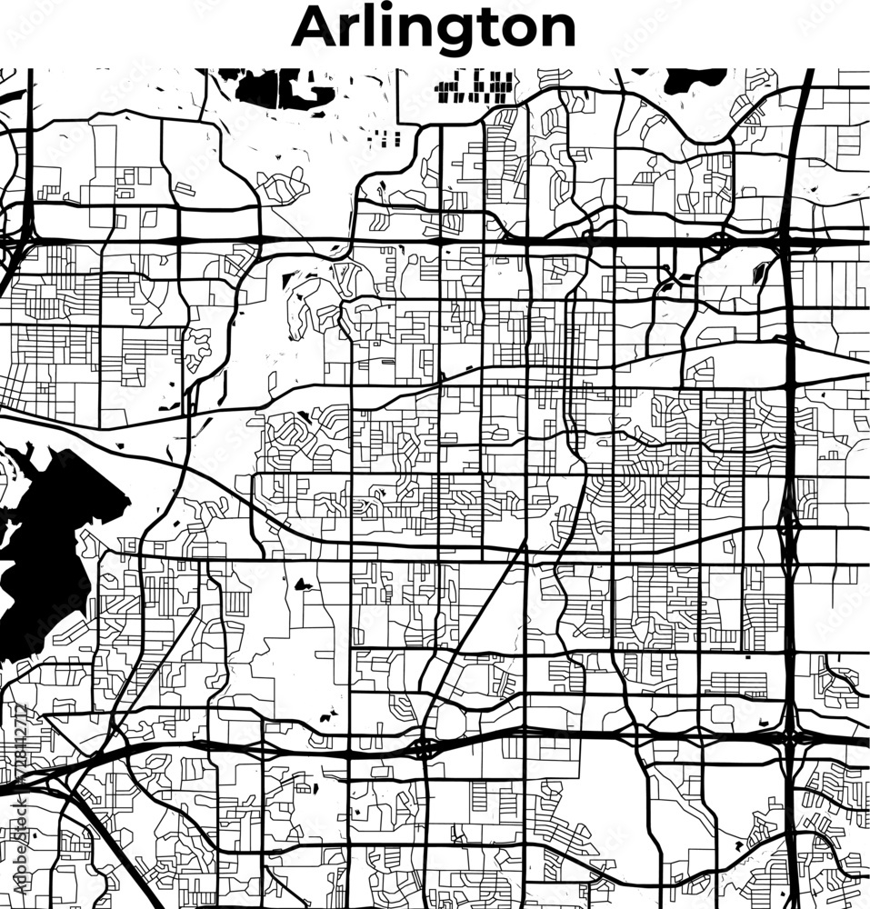 City Map of Arlington, Cartography Map, Street Layout Map Stock Vector ...