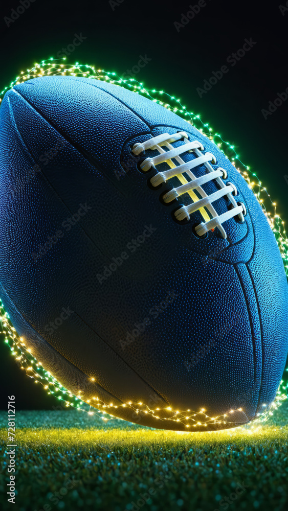 Futuristic American football ball concept, football, bioluminescent ...