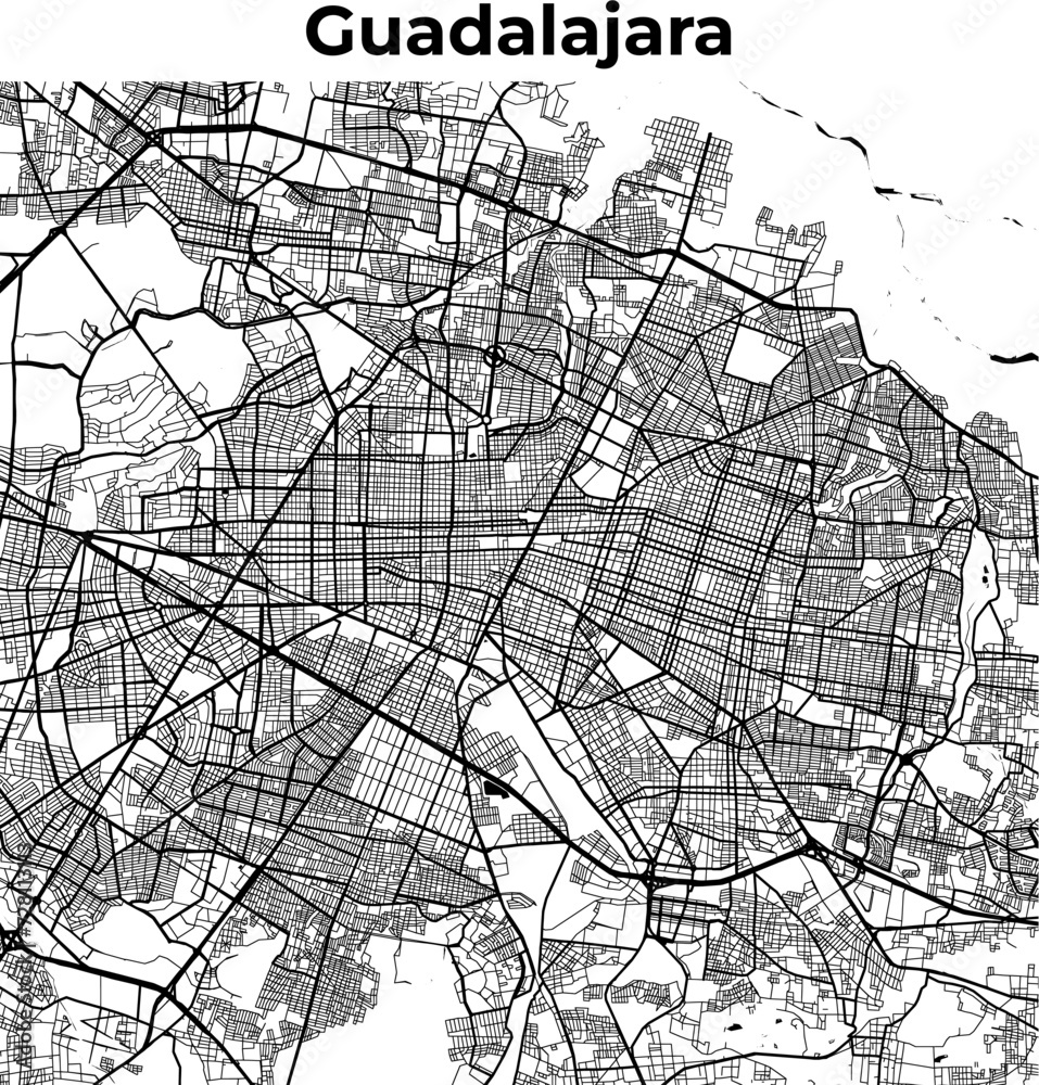 City Map of Guadalajara, Cartography Map, Street Layout Map Stock ...