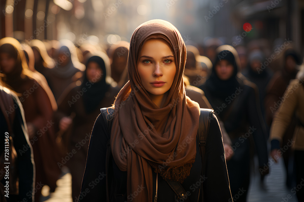 Muslim woman in the street - women oppression in the middle east Stock ...