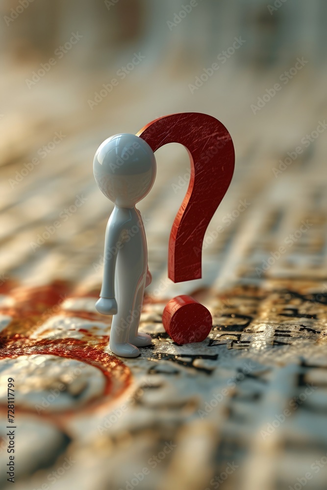 3d character: an inquisitive figure adorned with a dynamic question ...