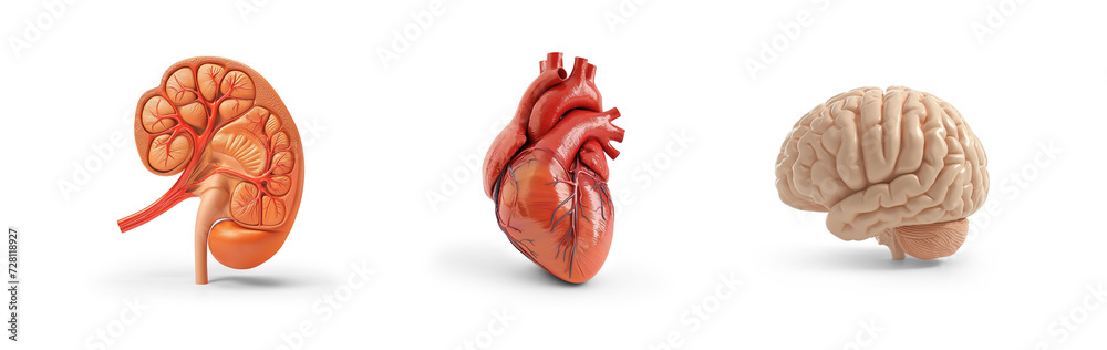 collection of brain, heart and kidney anatomy plastic science miniature ...