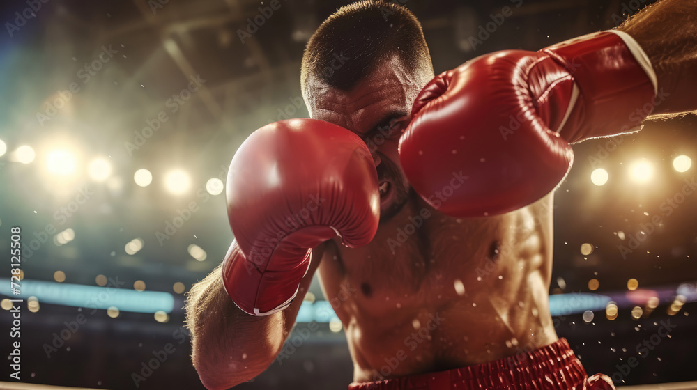 Boxing. Boxing match. Two boxers compete in the ring. Martial arts ...