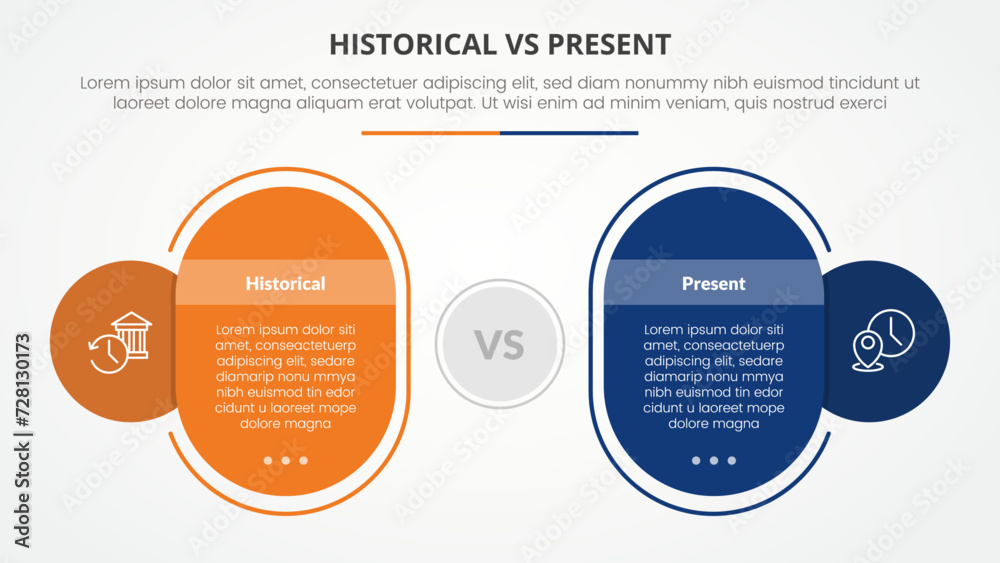historical vs present versus comparison opposite infographic concept ...