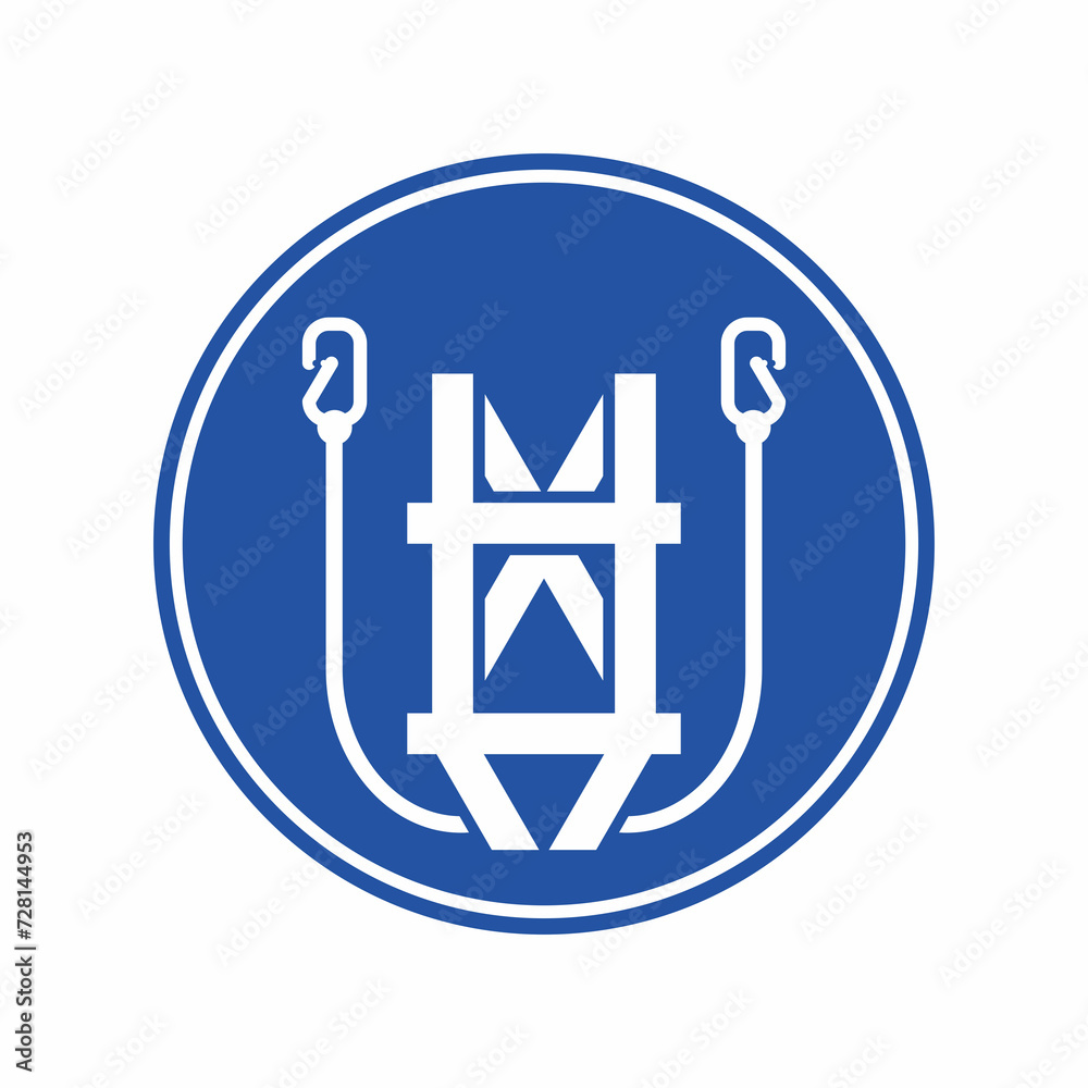Safety sign, icon and symbol of working at height protective equipment ...