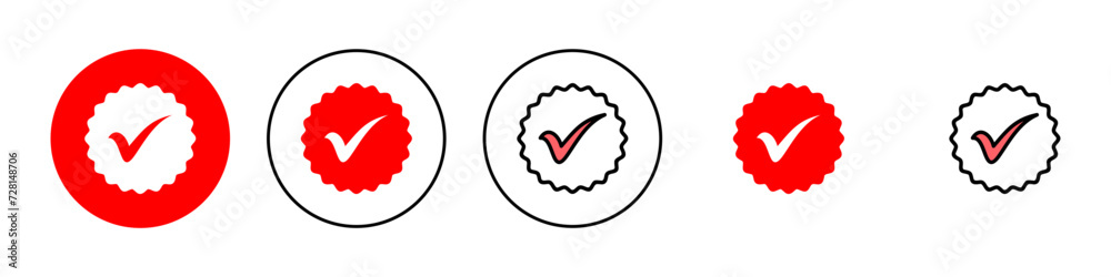 Approved icon set illustration. Certified Medal Icon. check mark Stock ...