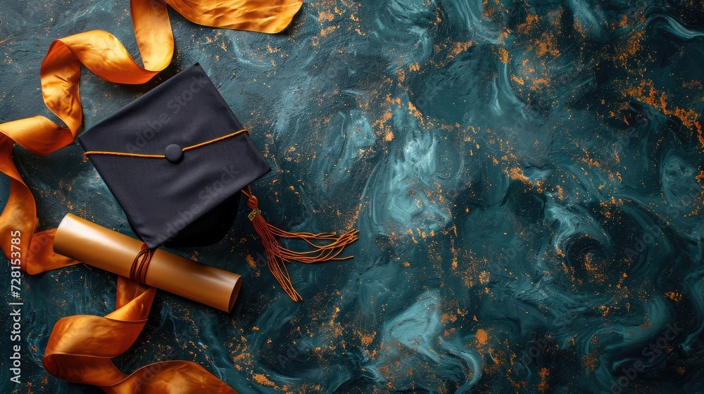 Student cap, graduation cap, diploma, banner: a triumphant celebration ...