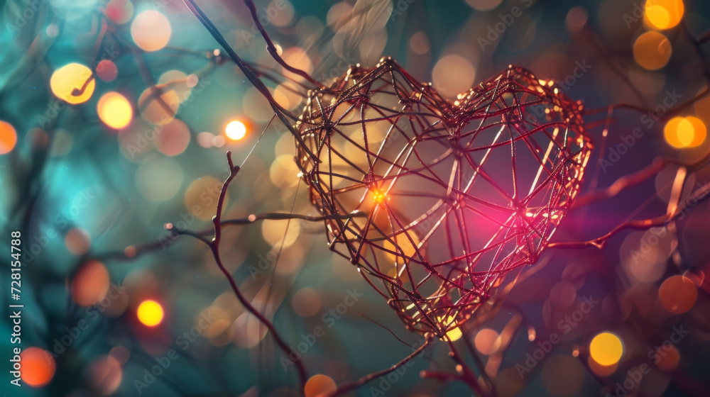 An intricate web of shimmering threads representing the delicate ...