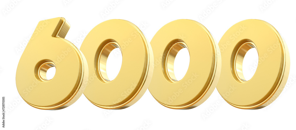 3D Gold Number 6000 Stock Illustration | Adobe Stock