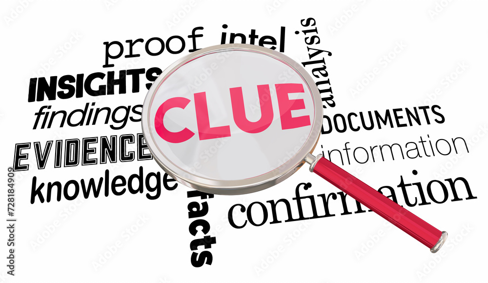 Clue Magnifying Glass Find Proof Hints Evidence Solve Mystery 3d ...