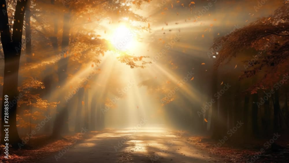 Vidéo Stock Stunning sun beams light up fog through thick fog. sun rays ...