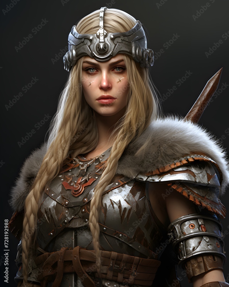 3D representation of a female Viking warrior, merging the worlds of ...