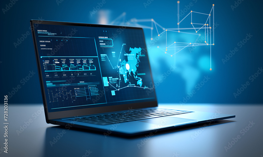 Internet Programming Technology Concept with showing script and data process Close up of laptop ...