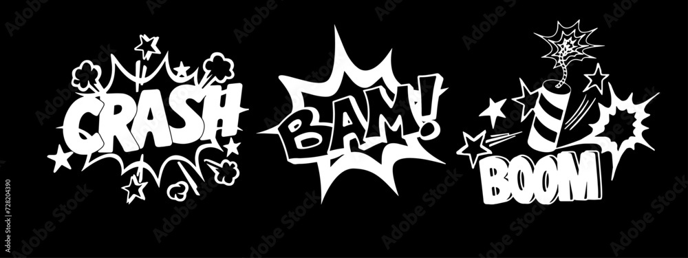 Set of comics bombs and explosions. Speech bubbles with words splash ...