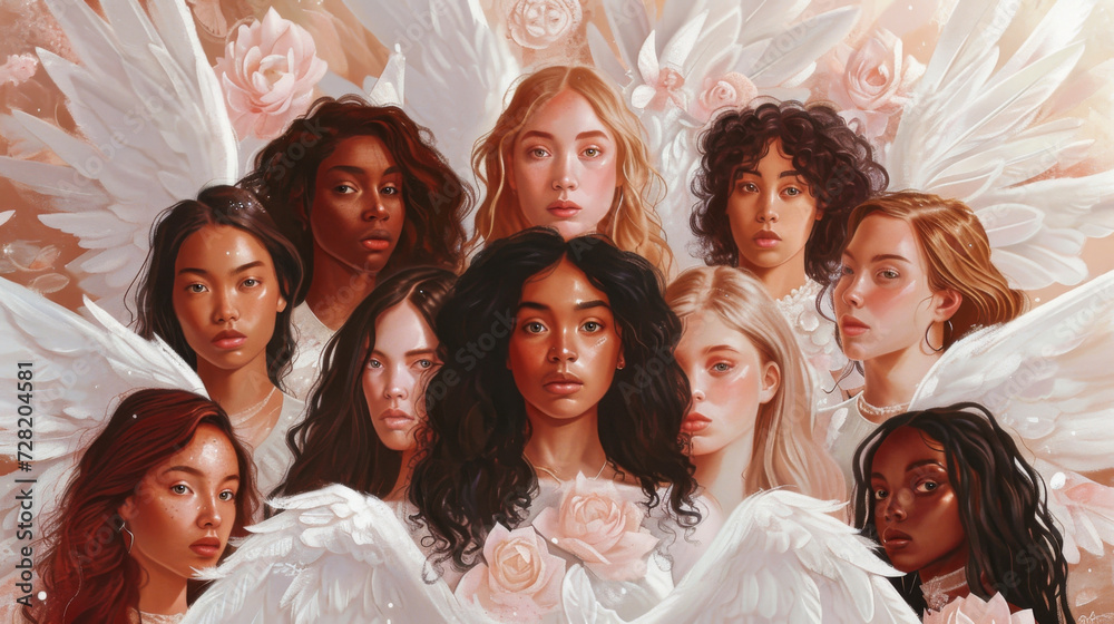 A book cover showing a group of fierce empowered angels with diverse ...