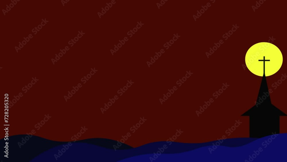 Vidéo Stock christian video animation of catholic chruch in the night ...