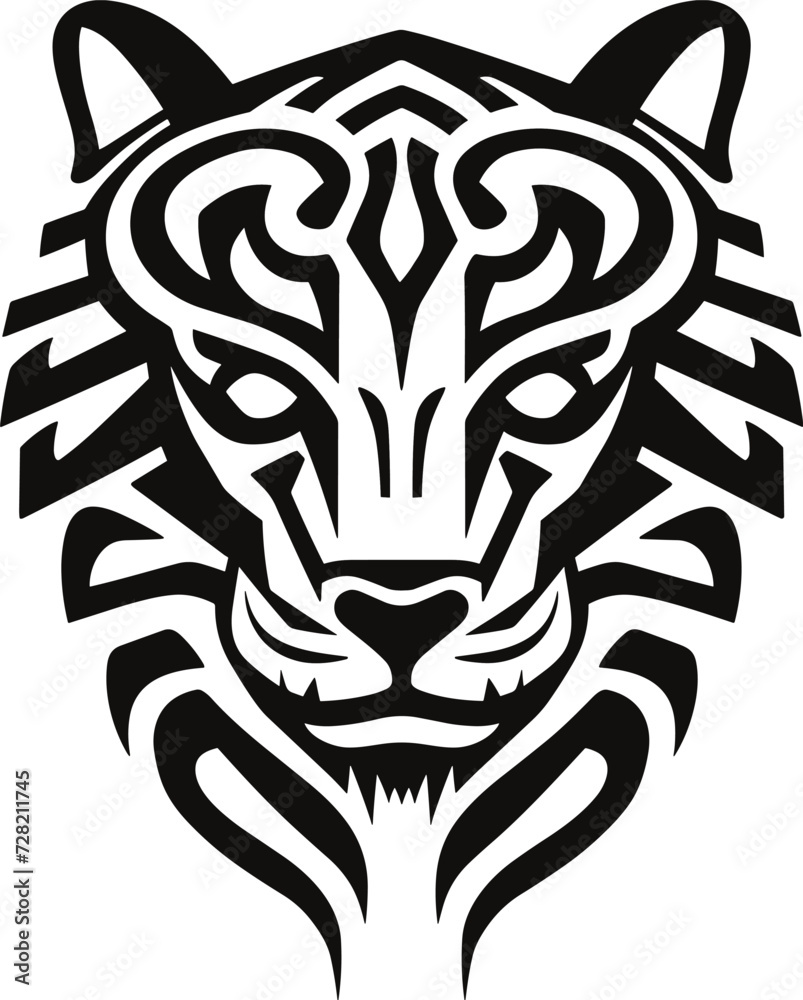 Aztec tribal tiger design vector illustration for logos, tattoos ...