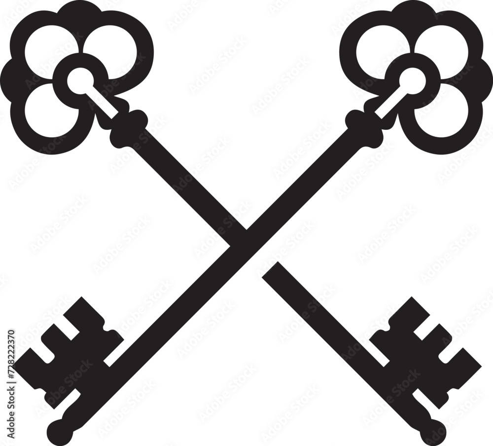 crossed keys silhouettes vector illustration Royal gold key icon ...