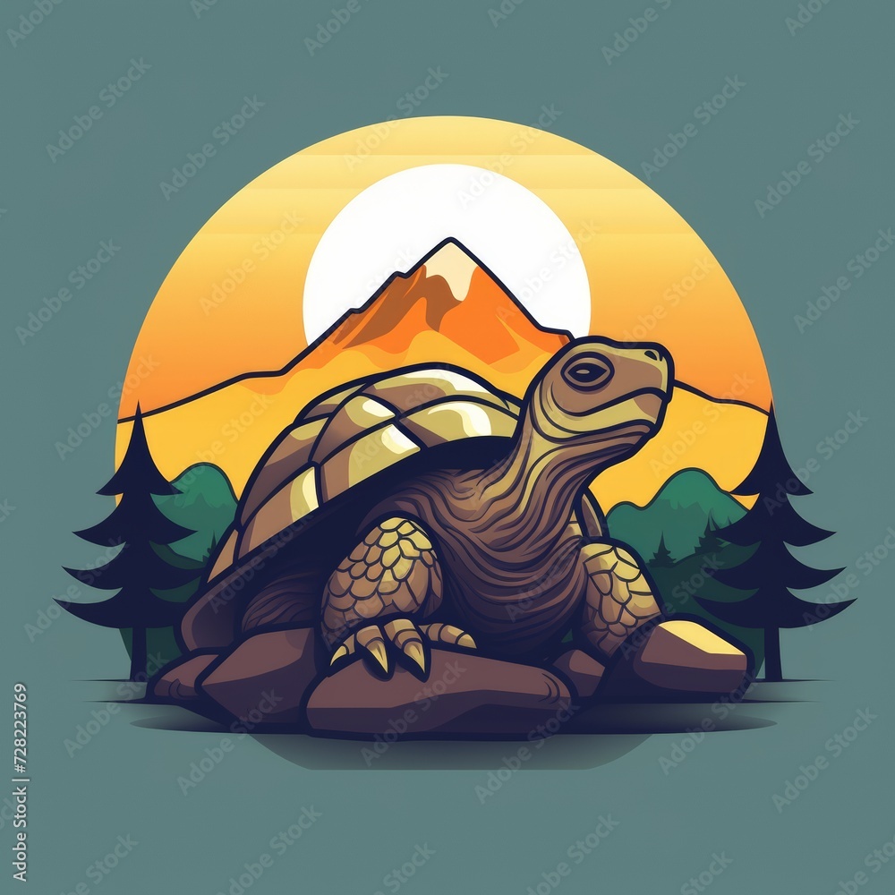 flat vector logo of animal tortoise serene flat tortoise logo for a ...