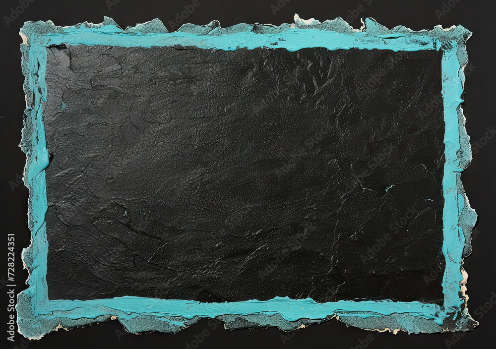 turquoise border frame on black background blank template mockup ...