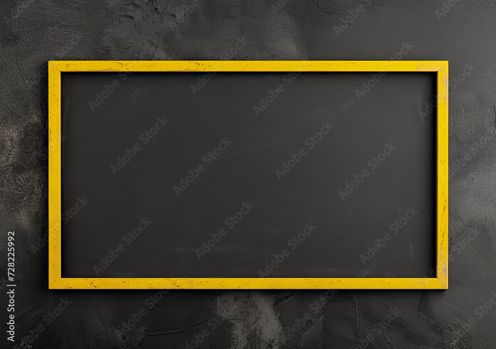 yellow border frame on black background blank template mockup ...
