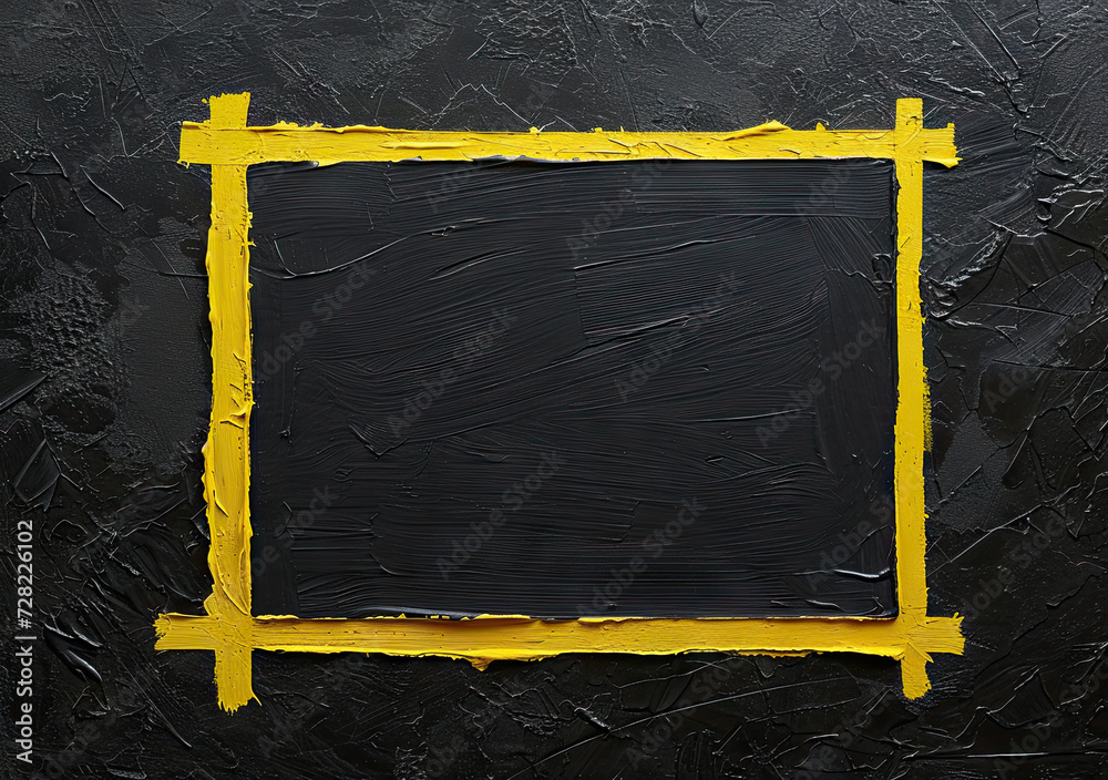 yellow border frame on black background blank template mockup ...