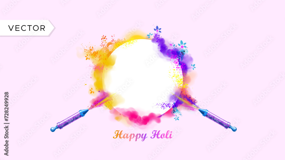Colorful holi festival color splash with circular frame and background ...