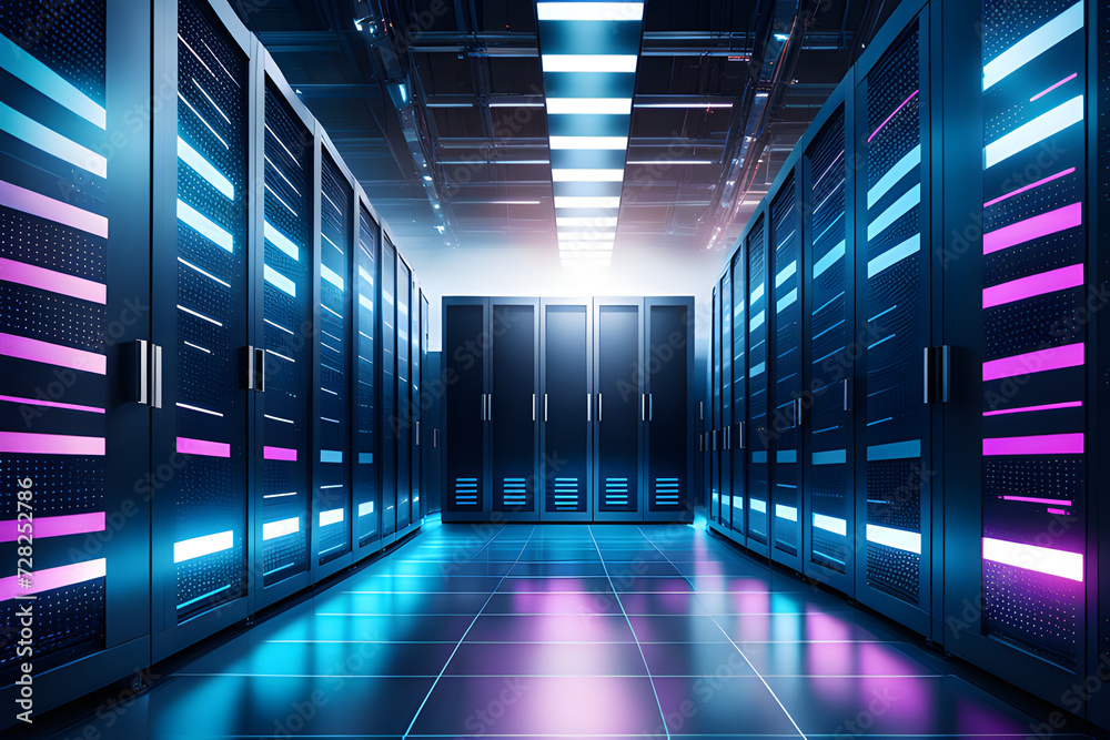 Server room data center designed for cloud computing, featuring server ...