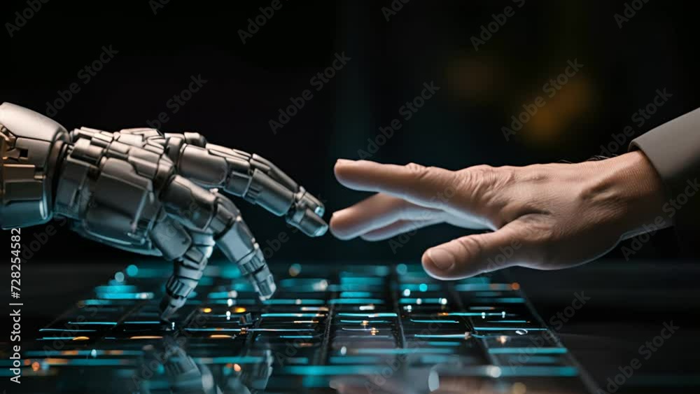 Futuristic Interaction between a Human Hand and a Robotic Hand above a ...