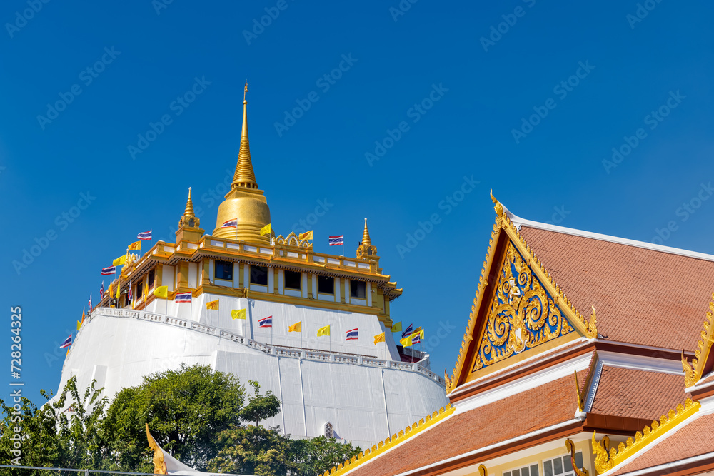 Historic Golden mount ,known as Wat Saket Ratcha Wora Maha Wihan is a Buddhist temple in Pom ...