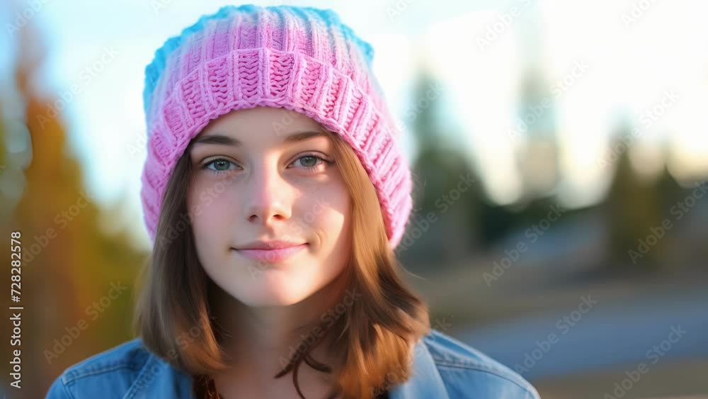 A transgender teen wearing a beanie with the pink, blue, and white ...